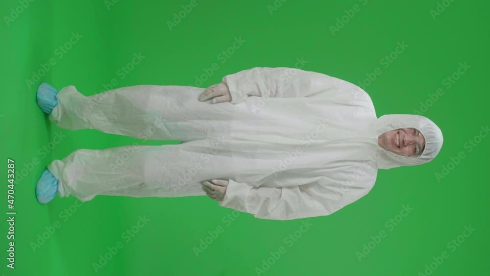 Full Body Of Asian Man Wearing Personal Protective Equipment Uniform ...