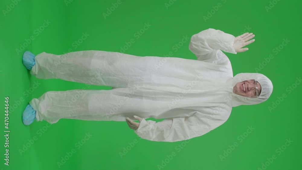 Full Body Of Asian Man Wearing Personal Protective Equipment Uniform ...