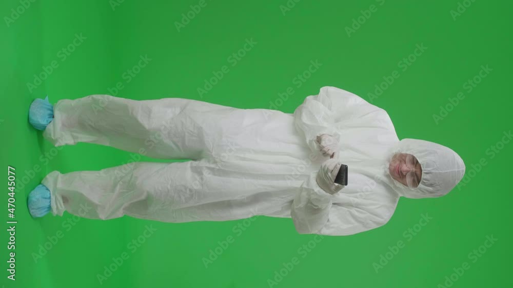 Full Body Of Asian Man Wearing Personal Protective Equipment Uniform ...