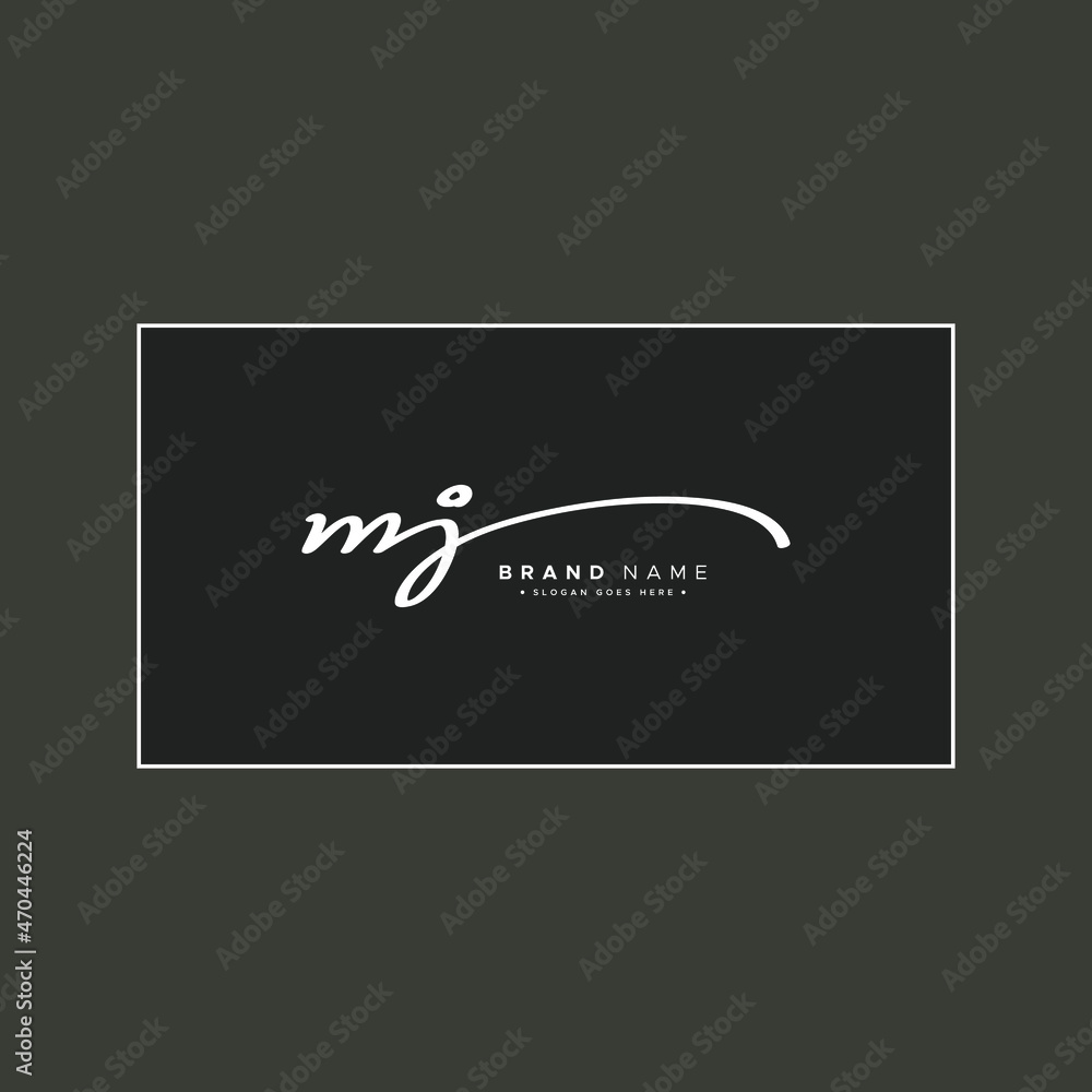 Initial Letter MJ Logo - Handwritten Signature Style Logo Stock Vector ...