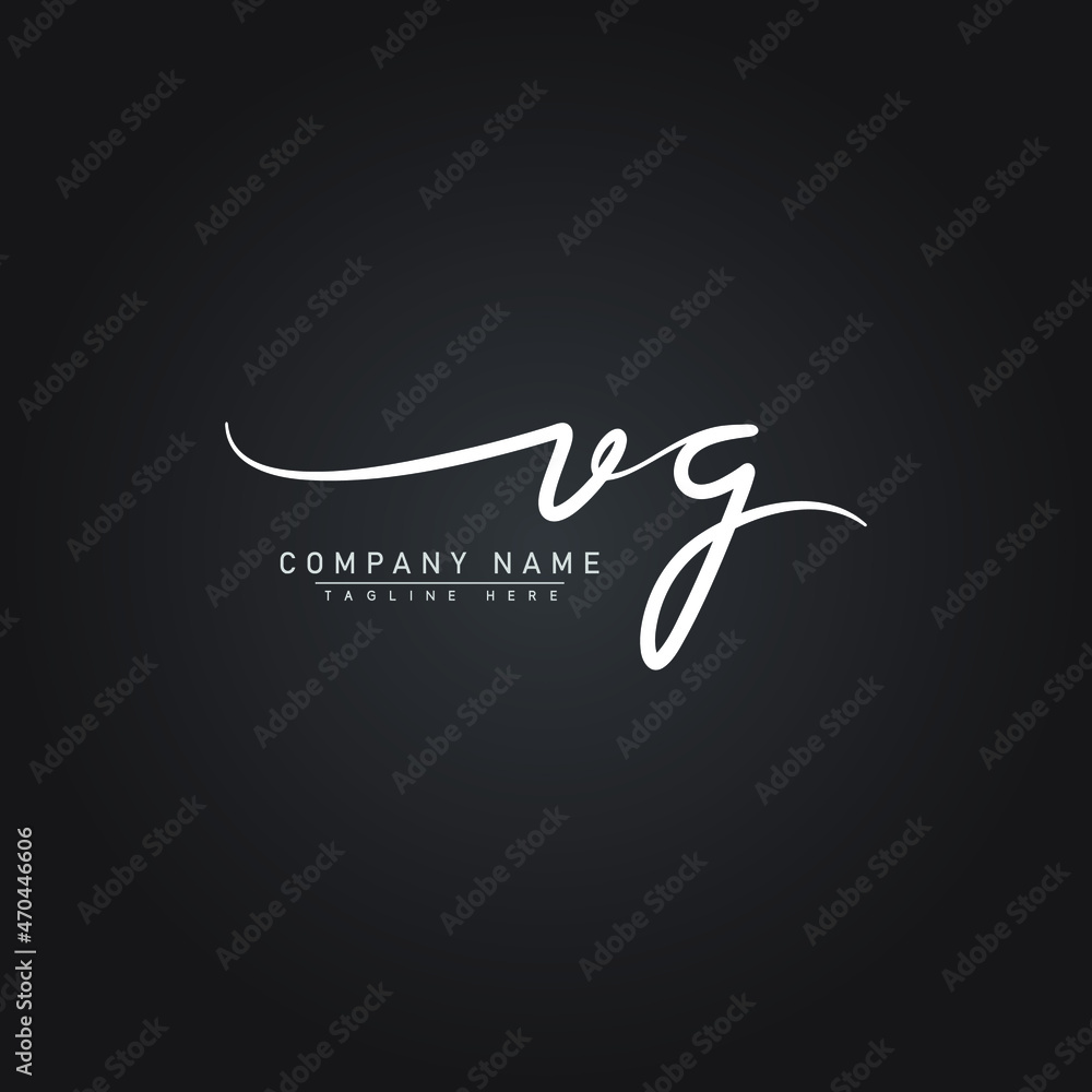 Initial Letter VG Logo - Hand Drawn Signature Logo Stock Vector | Adobe ...