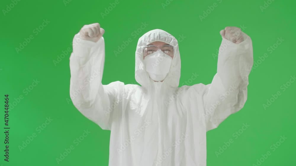 Asian Man Wearing Personal Protective Equipment Uniform Ppe, Medical ...