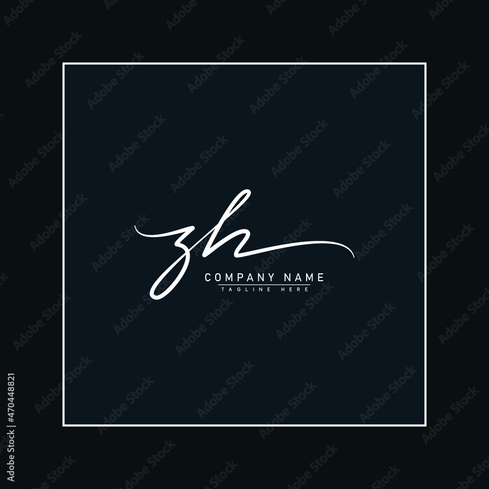 Initial Letter ZH Logo - Handwritten Signature Logo Stock Vector ...