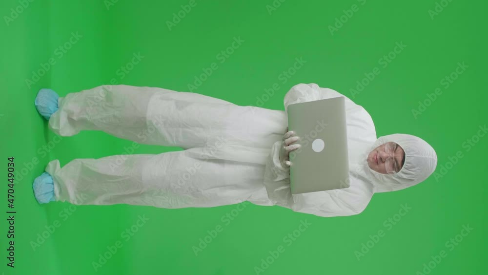 Full Body Of Asian Man Wearing Personal Protective Equipment Uniform ...