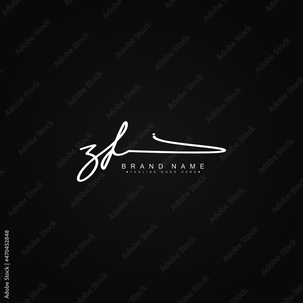 Initial Letter ZF Logo - Handwritten Signature Style Logo Stock Vector ...
