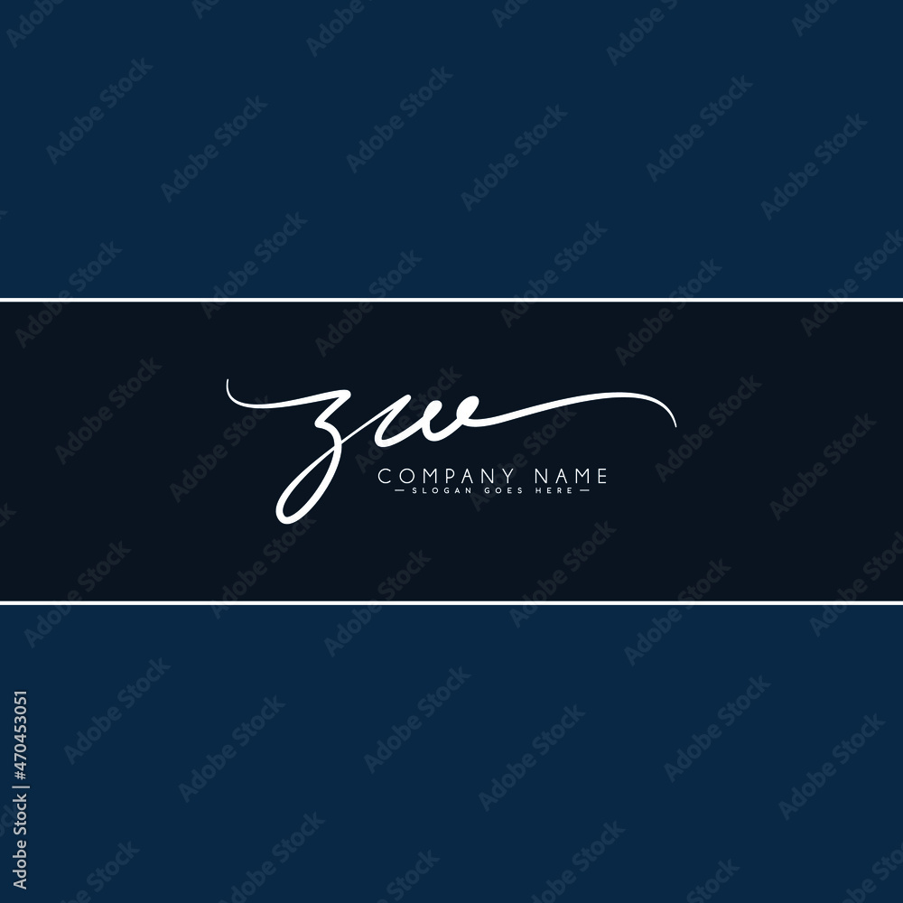 Initial Letter ZW Logo - Handwritten Signature Style Logo Stock Vector ...
