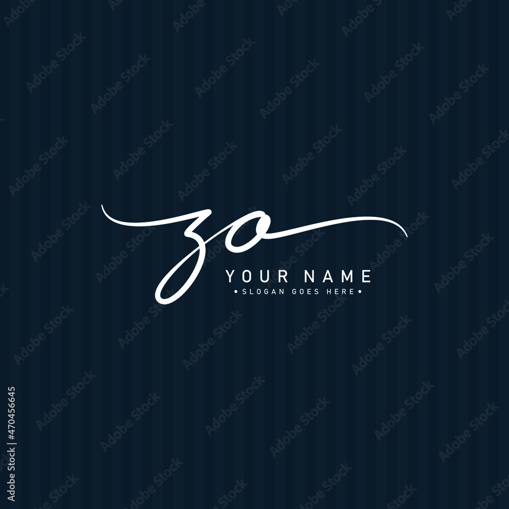 Initial Letter ZO Logo - Hand Drawn Signature Style Logo Stock Vector ...