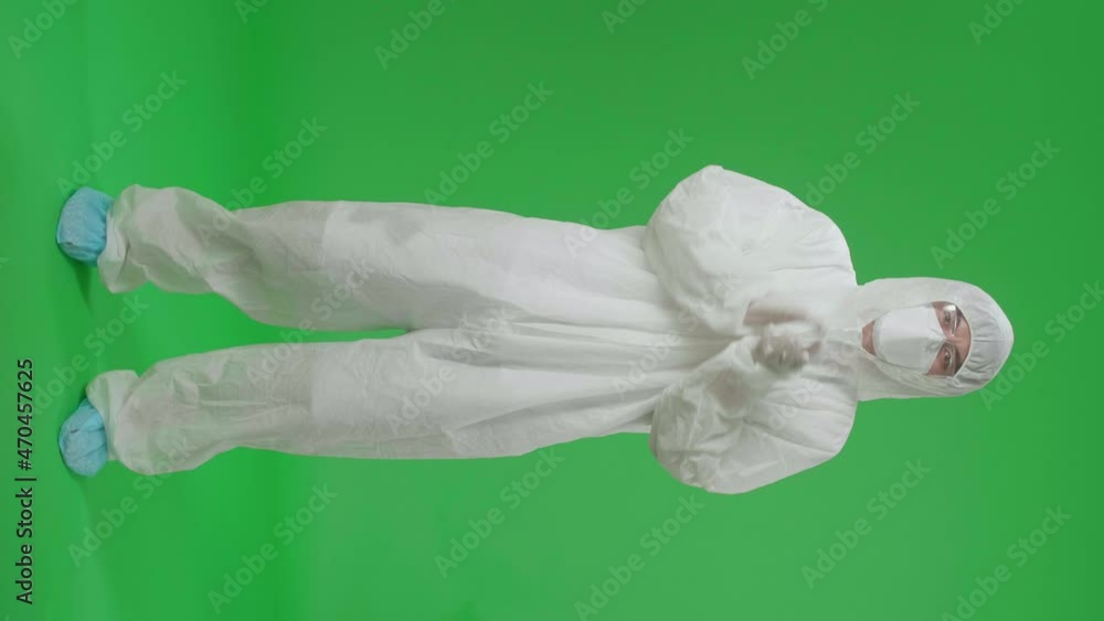 Full Body Of Asian Man Wearing Personal Protective Equipment Uniform ...