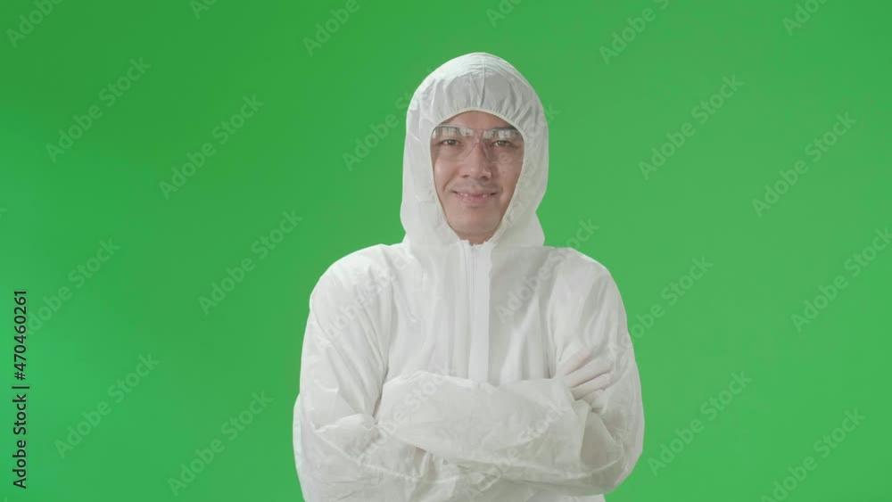 Asian Male Wearing Personal Protective Equipment Uniform Ppe Pose With ...