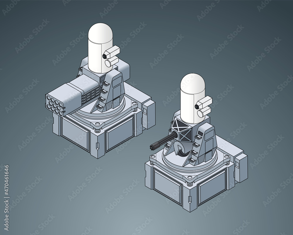 Isometric Illustration, Equipment for Aegis System, Modern Battleship ...