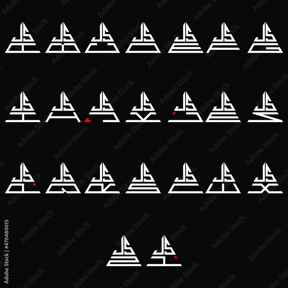 JSA to JSZ letter logo creative design, Multiple triple letter logo ...