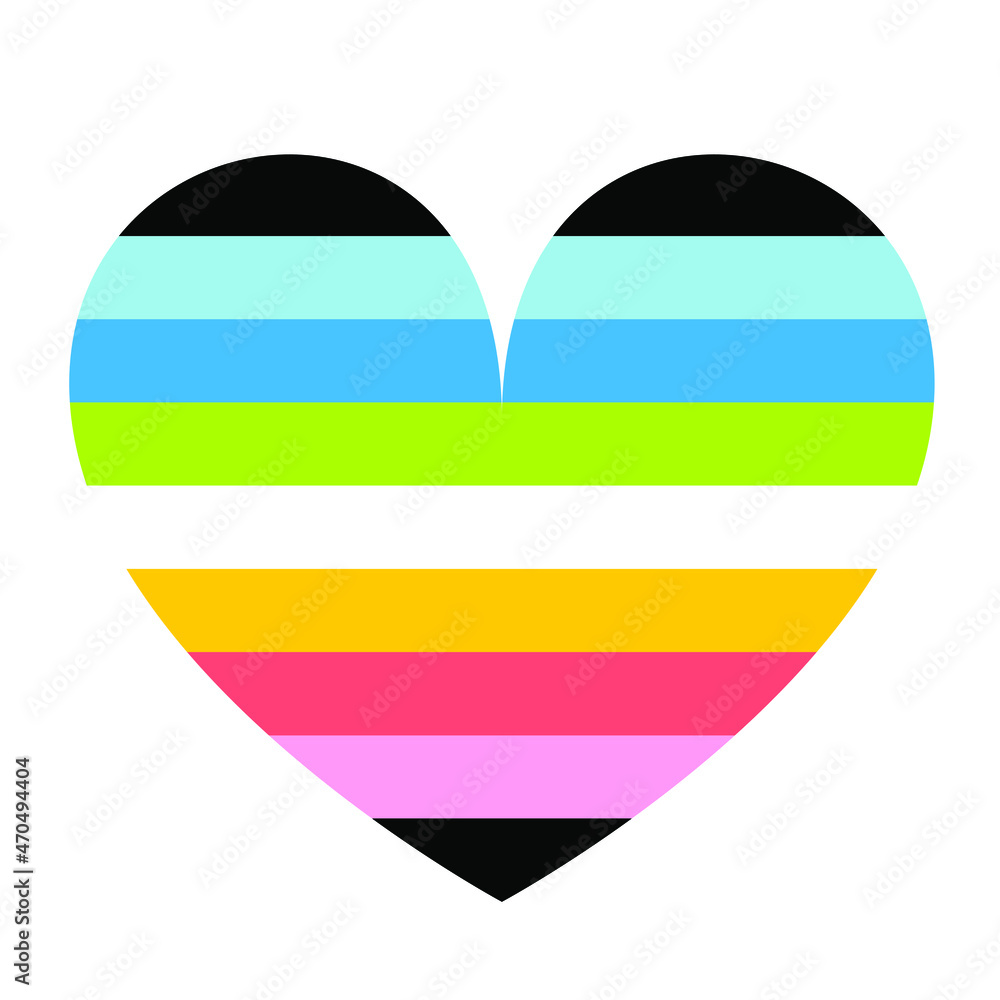 Queer flag heart symbol vector illustration. Various emotional gender ...