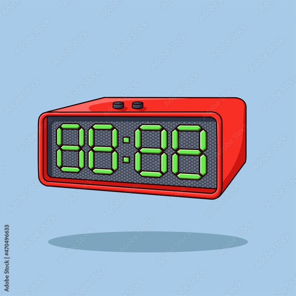 Digital Clock Cartoon Vector Illustration Stock Vector | Adobe Stock