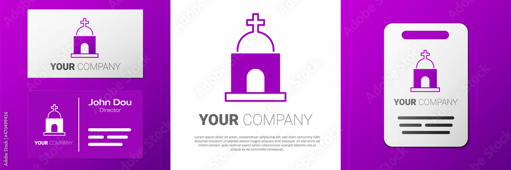 Logotype Old crypt icon isolated on white background. Cemetery symbol ...