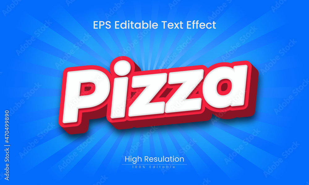 Pizza 3d text effect and colorful background Stock Vector | Adobe Stock