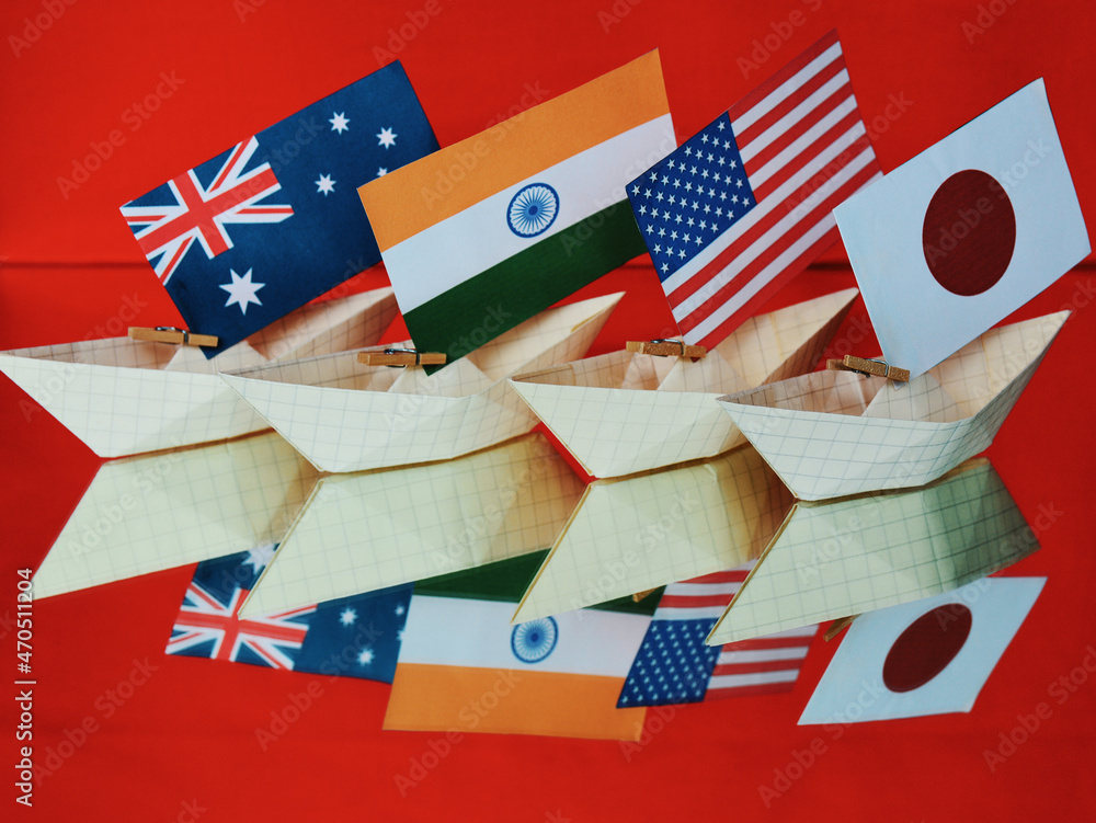 ships with flags of Australia, United States, Japan, India as new ...