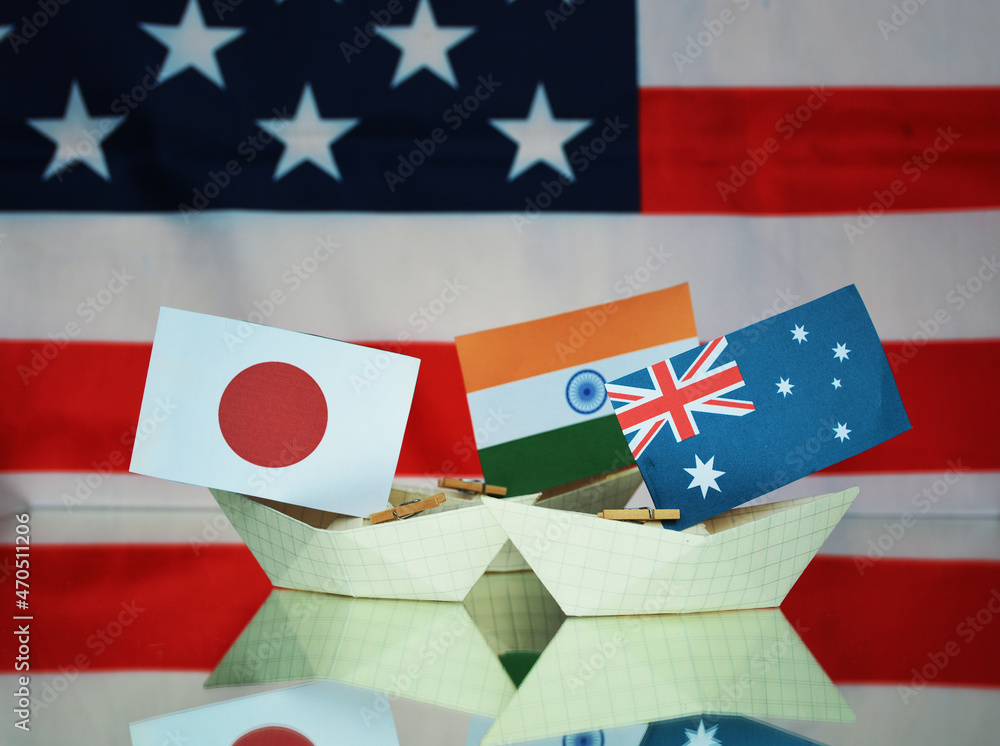 ships with flags of Australia, United States, Japan, India as new ...