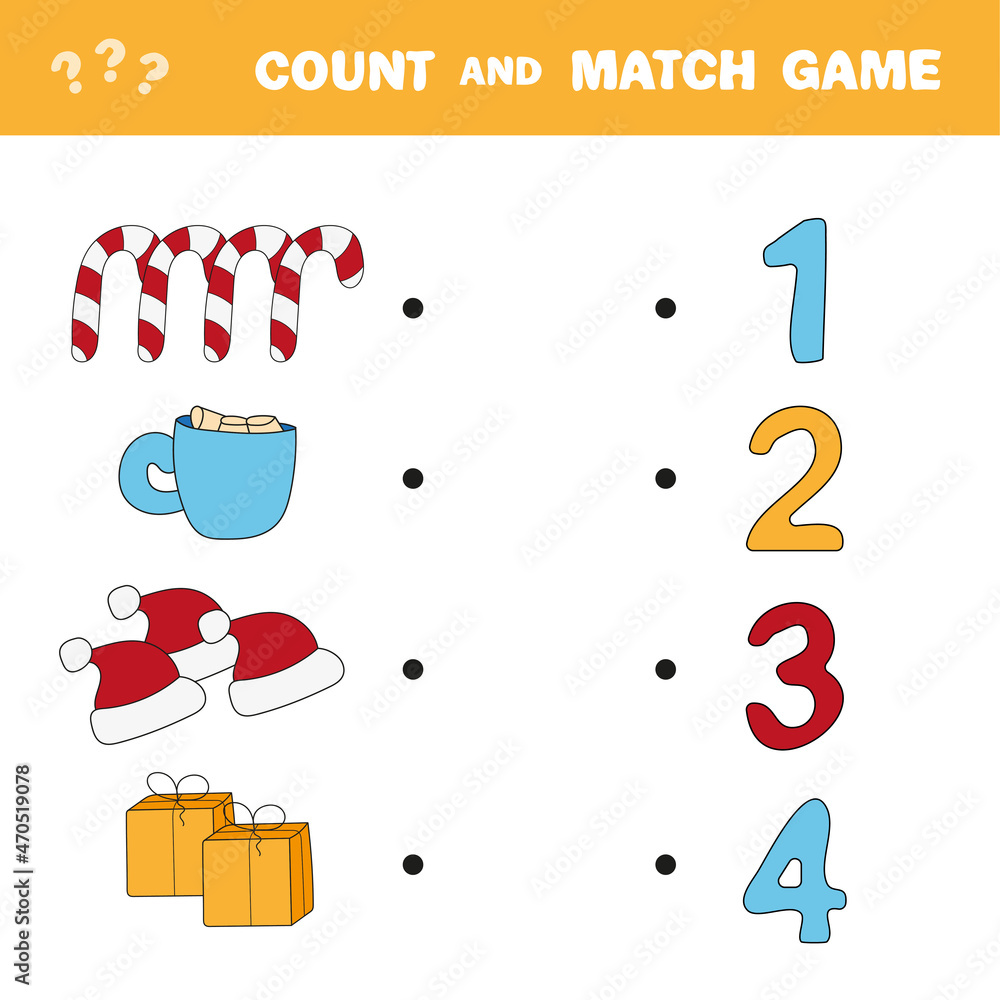Count and match game. Count the amount of winter and Christmas items ...