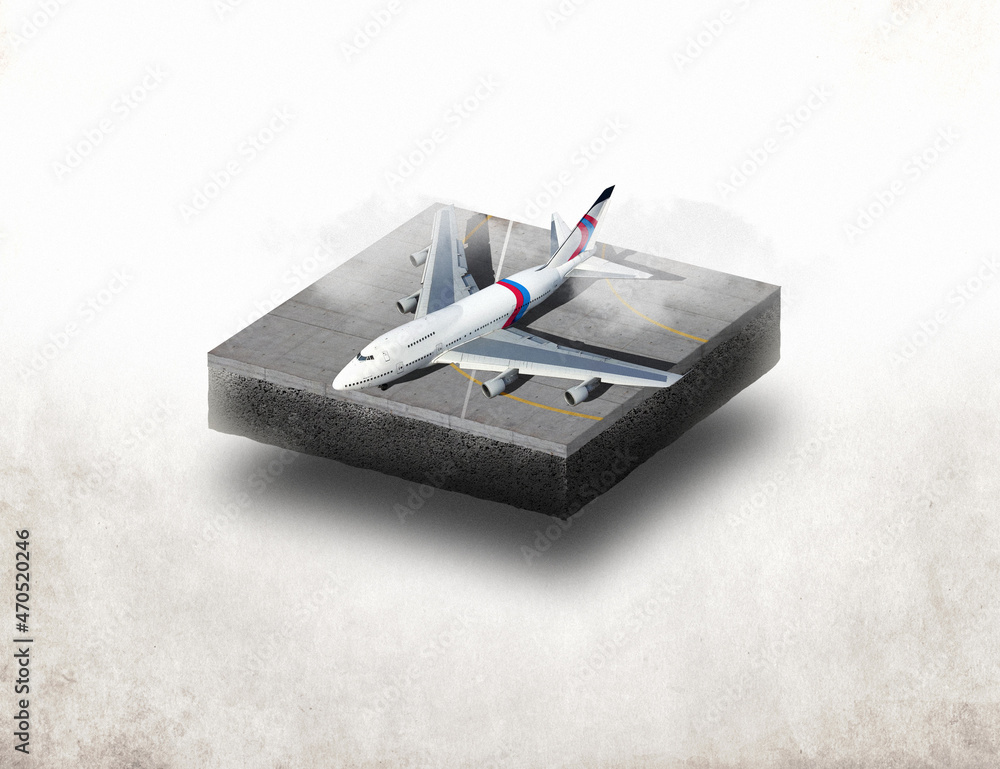 Photo & Art Print Airplane on the airport runway, cross section runway ...