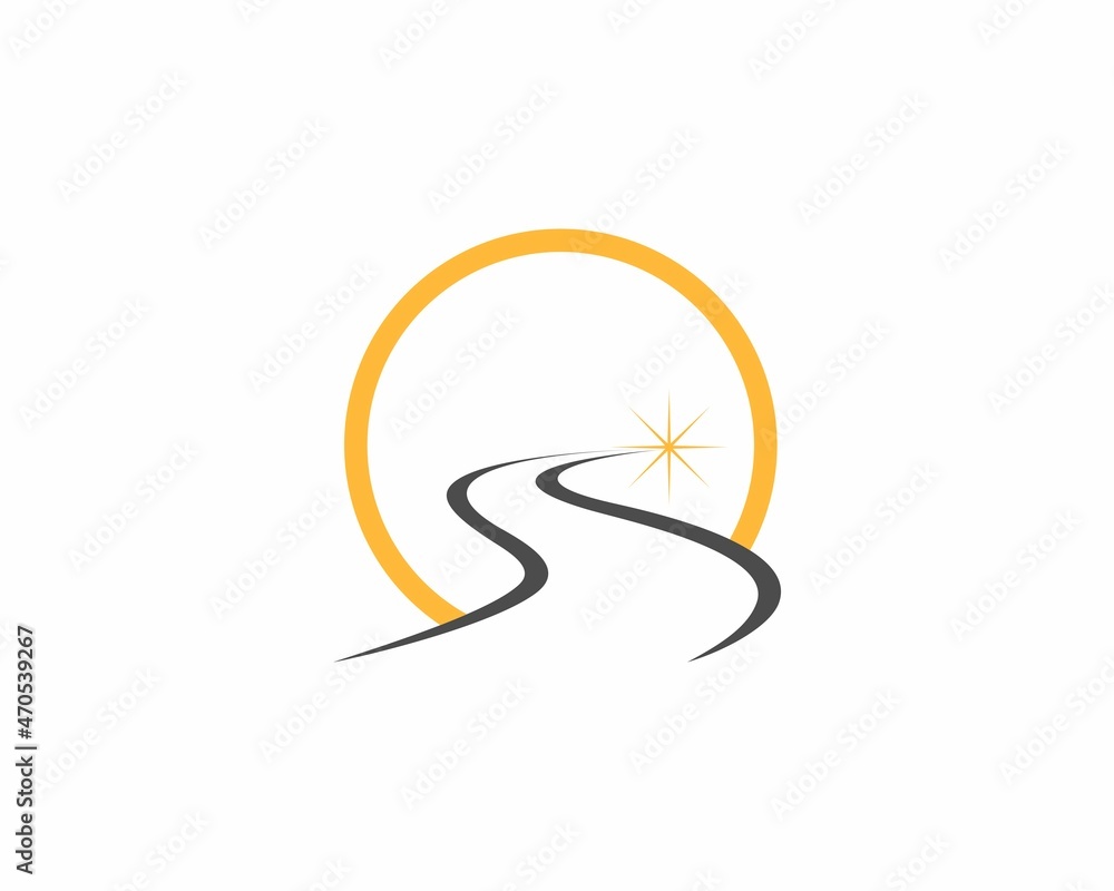 Star and road way in the circle Stock Vector | Adobe Stock