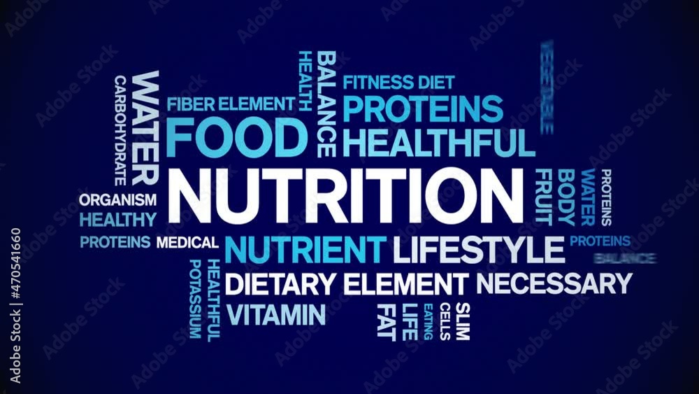 Nutrition animated tag word cloud;text design animation kinetic ...