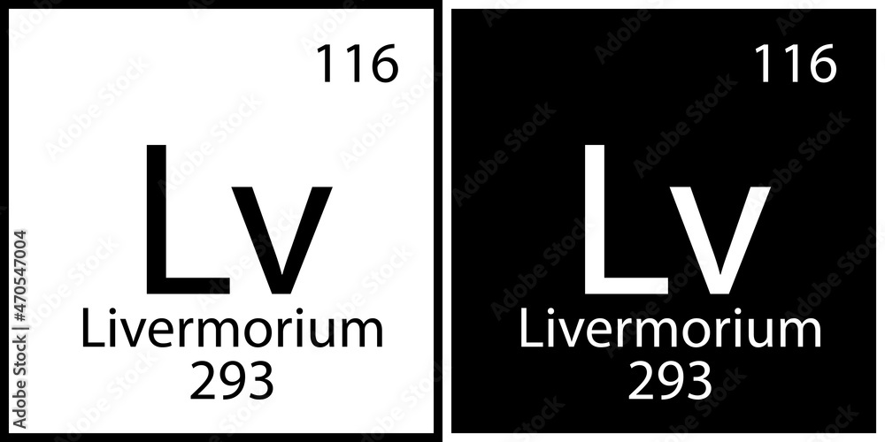 Livermorium chemical element sign. Periodic symbol. Black and white ...