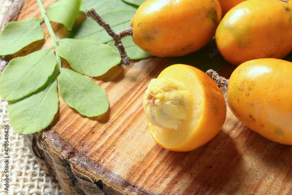Fruit "Siriguela" or "Ceriguela" in Brazil. Common fruit in South ...