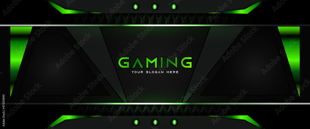 Vecteur Stock Futuristic light green gaming banner design with metal ...