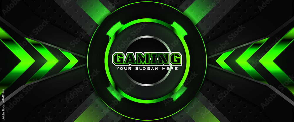 Futuristic light green gaming banner design with metal technology ...