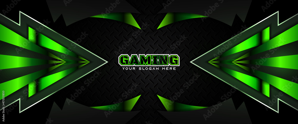 Futuristic light green gaming banner design with metal technology ...