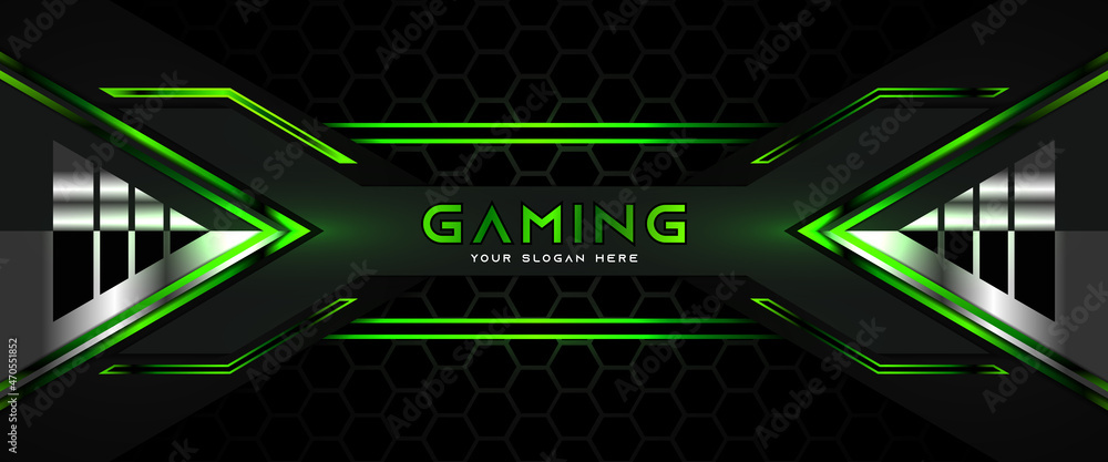Futuristic light green gaming banner design with metal technology ...