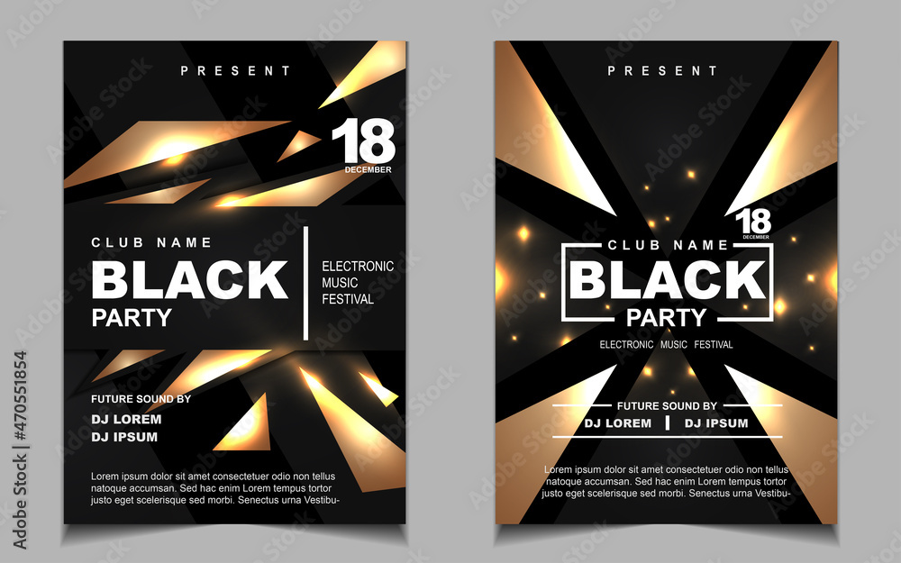 Cover music poster flyer design template background with layout gold ...