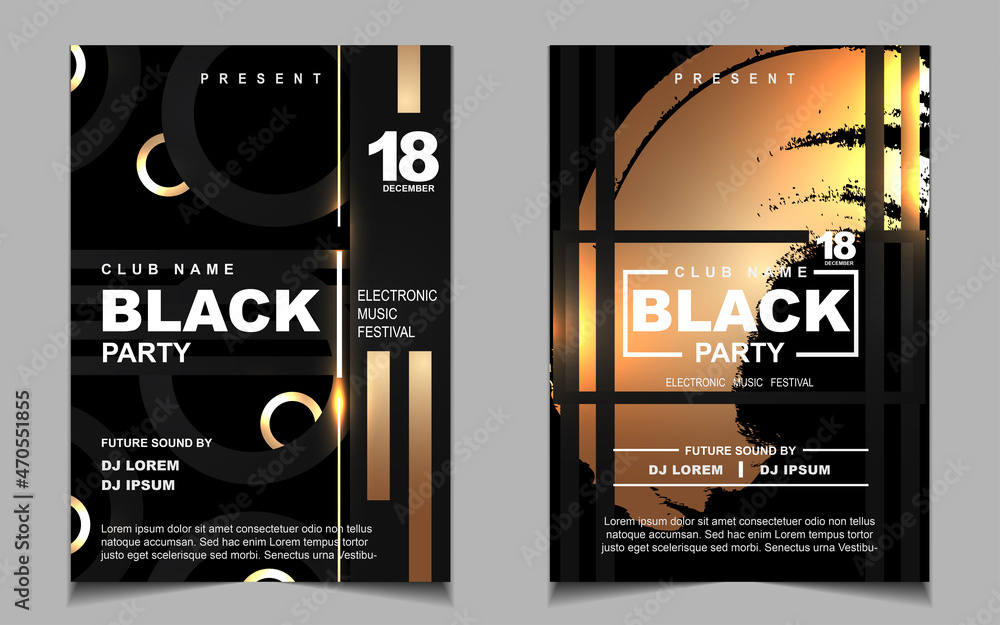Cover music poster flyer design template background with layout gold ...