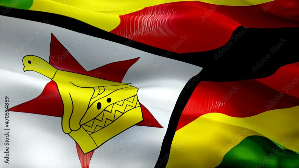 Zimbabwe flag. National 3d Zimbabwe flag waving. Sign of Zimbabwean ...
