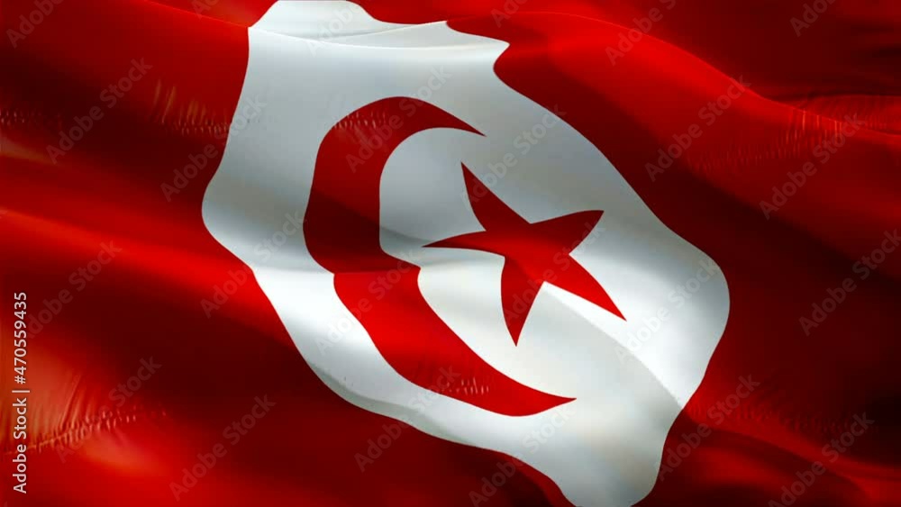 Tunisia flag. National 3d Tunisia flag waving. Sign of Tunisian ...