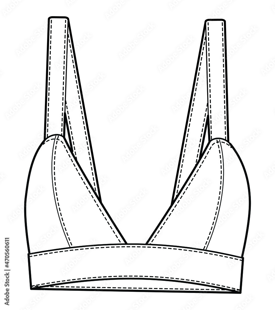 Womens denim bralette flat sketch vector illustration Stock Vector ...