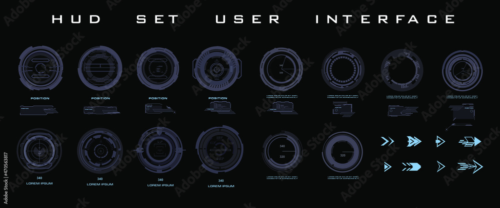 Set goals and targets. Navigation elements for the game HUD interface ...