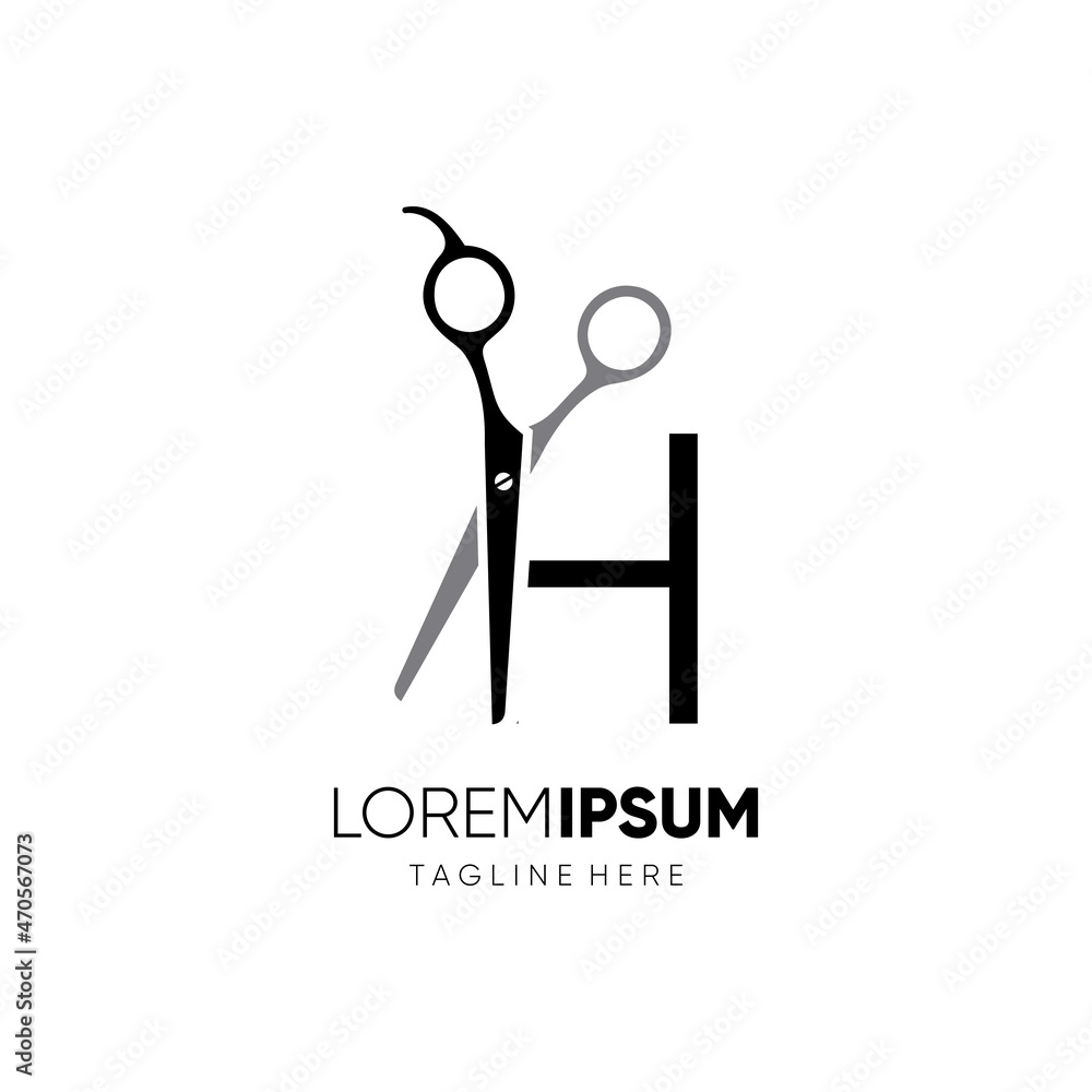 Letter H Initial Scissor Logo Design Icon Graphic Emblem Illustration ...