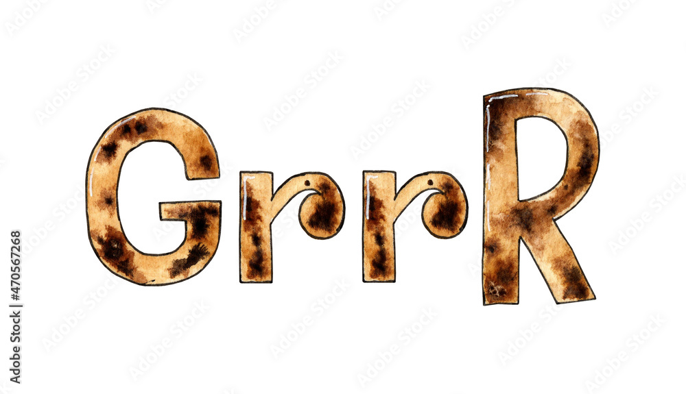 Grrr! Watercolor illustration of grrr growling tiger cub. Cartoon ...