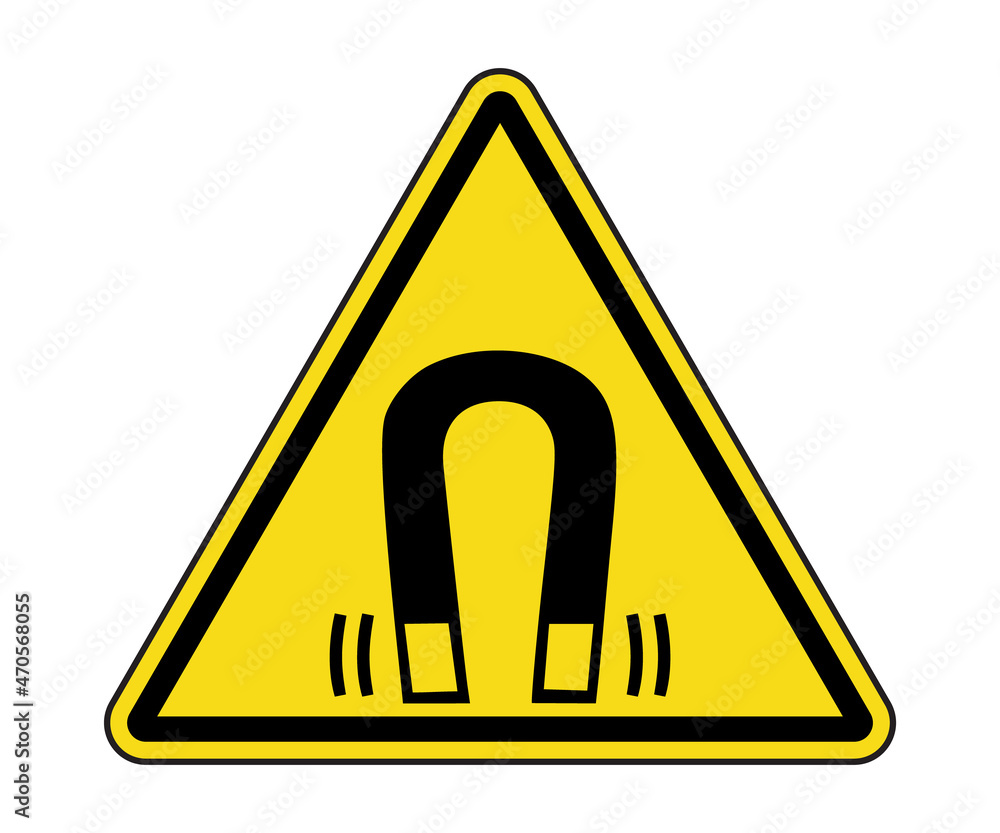 Magnetic Field Warning Label. International Warning Magnetic Field ...