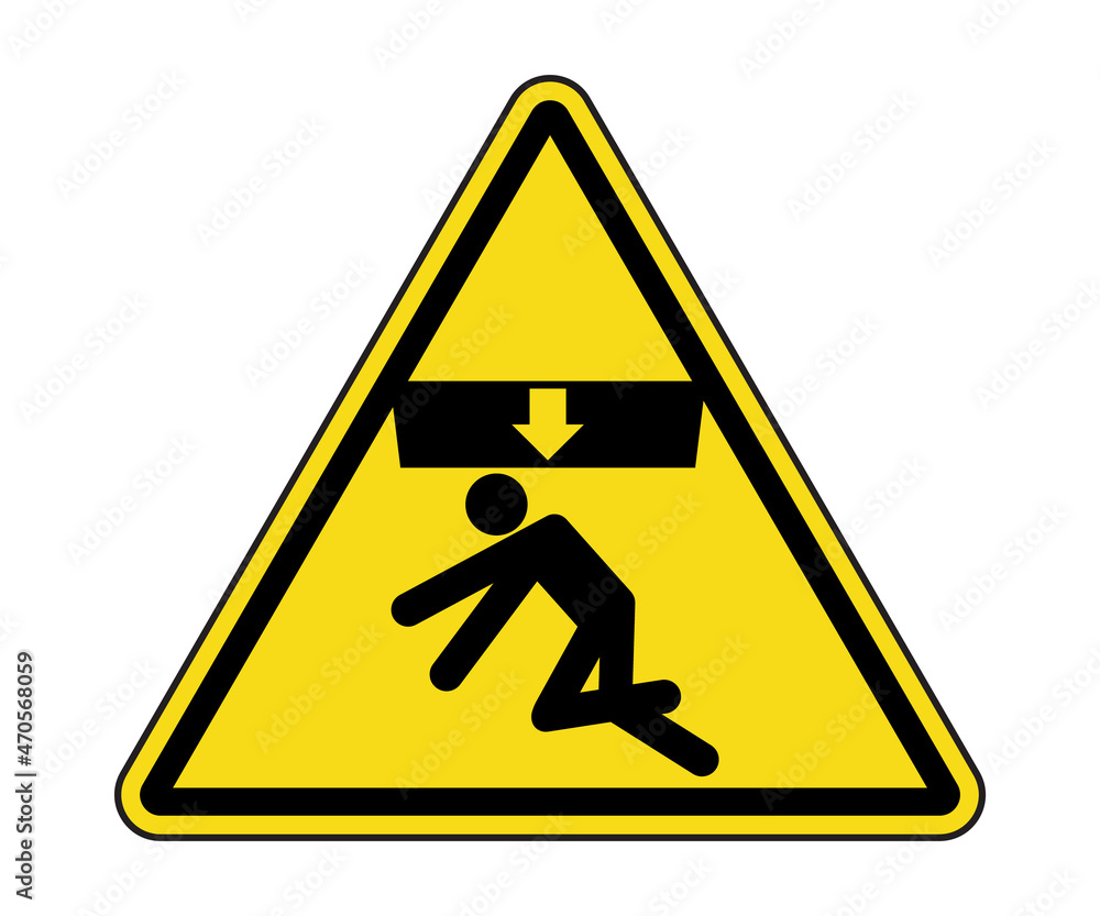 Body Crush Warning Label. International Crushing Of Body Hazard Symbol ...