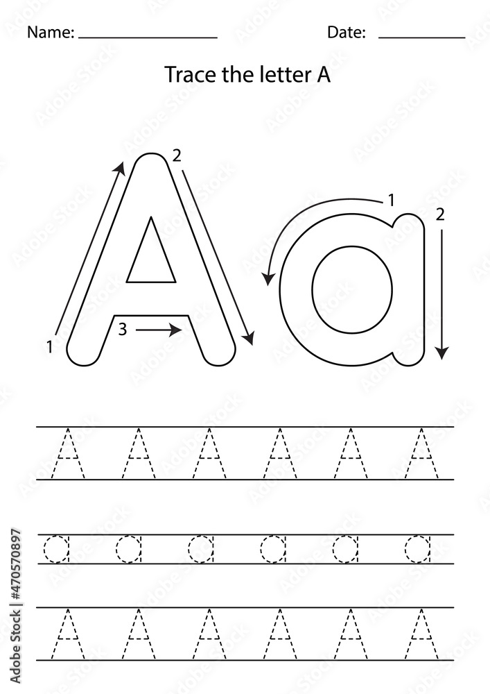 Learning English alphabet for kids. How to write letter A. Stock Vector ...