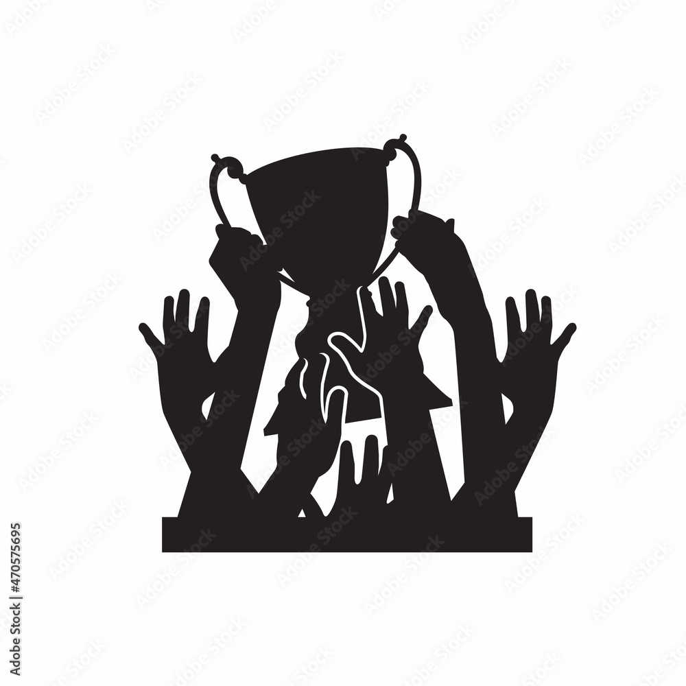 silhouette Hand Holding trophy vector design. Stock Vector | Adobe Stock