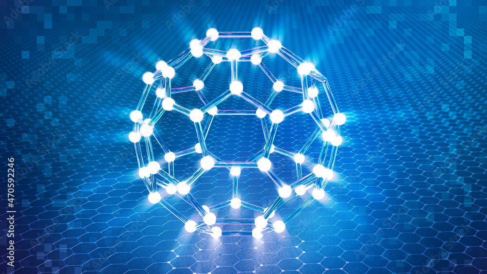 Graphene fullerene grid structure concept illustration Stock ...