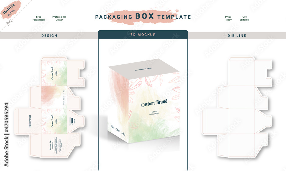 Box, Packaging Die Cut Template For Product with 3D Preview. 3d Box ...