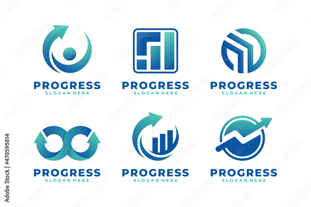 Set of progress gradient logo vector Stock Vector | Adobe Stock