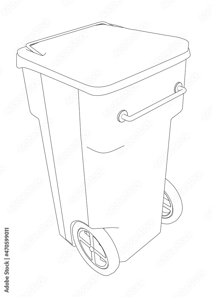 Trash can outline from black lines isolated on white background ...