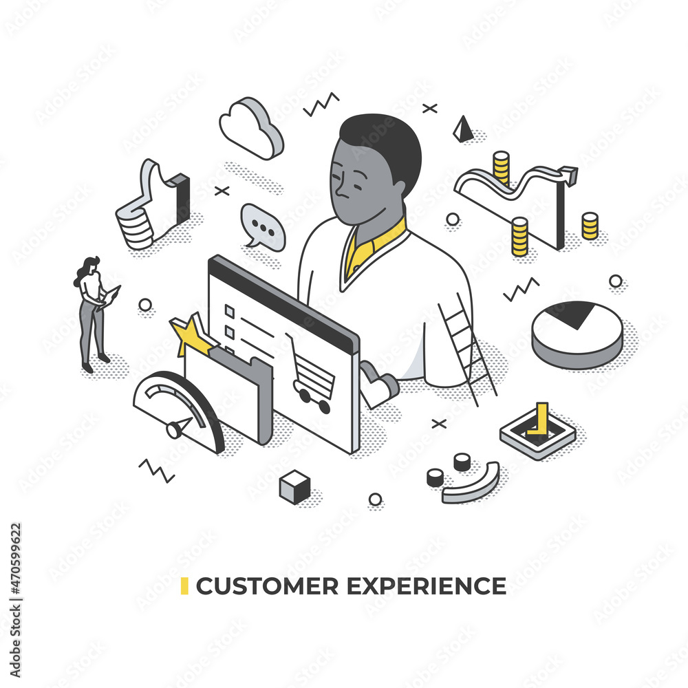Customer Experience Isometric Illustration Stock Vector | Adobe Stock