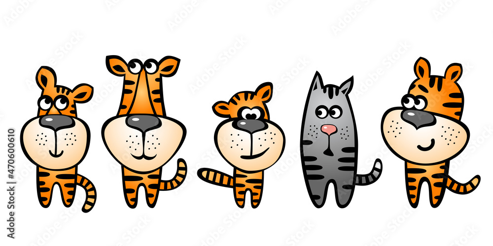 Cartoon tigers Stock Vector | Adobe Stock