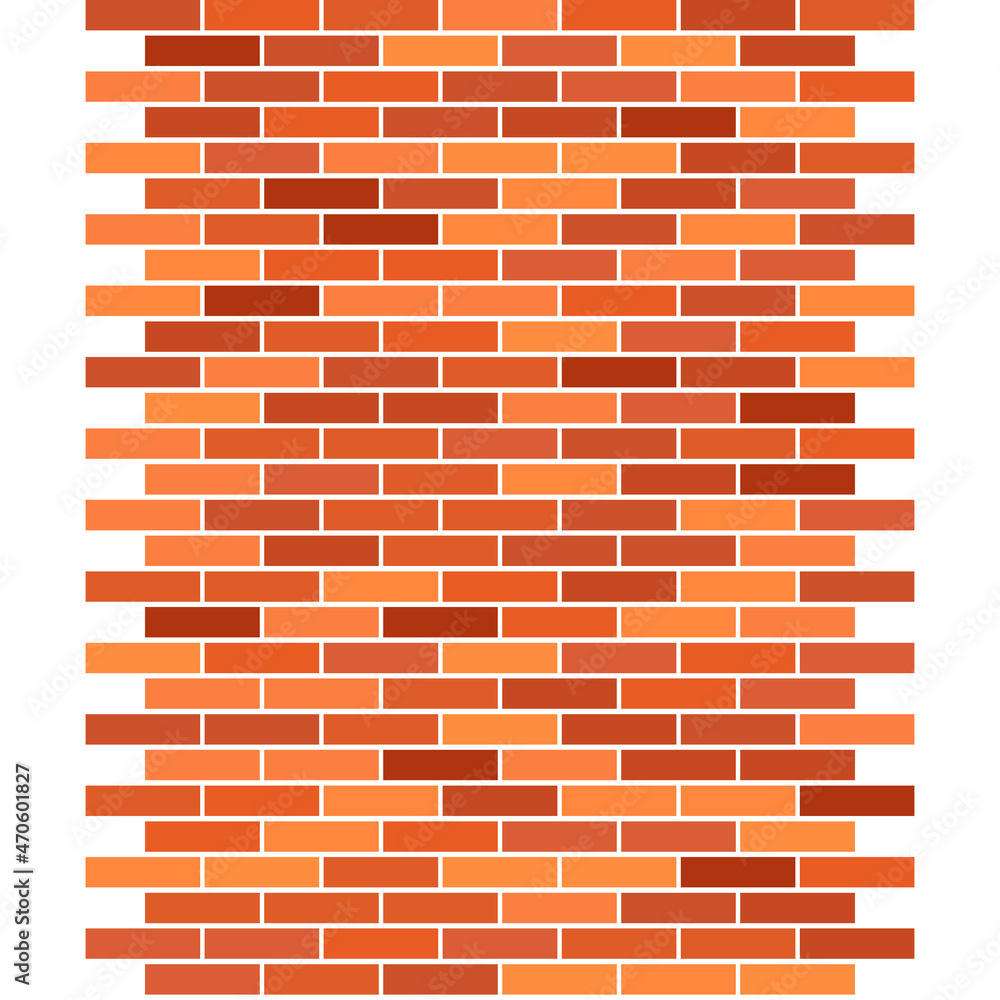 Realistic pattern. Seamless vertical pattern, red brick wall on white ...